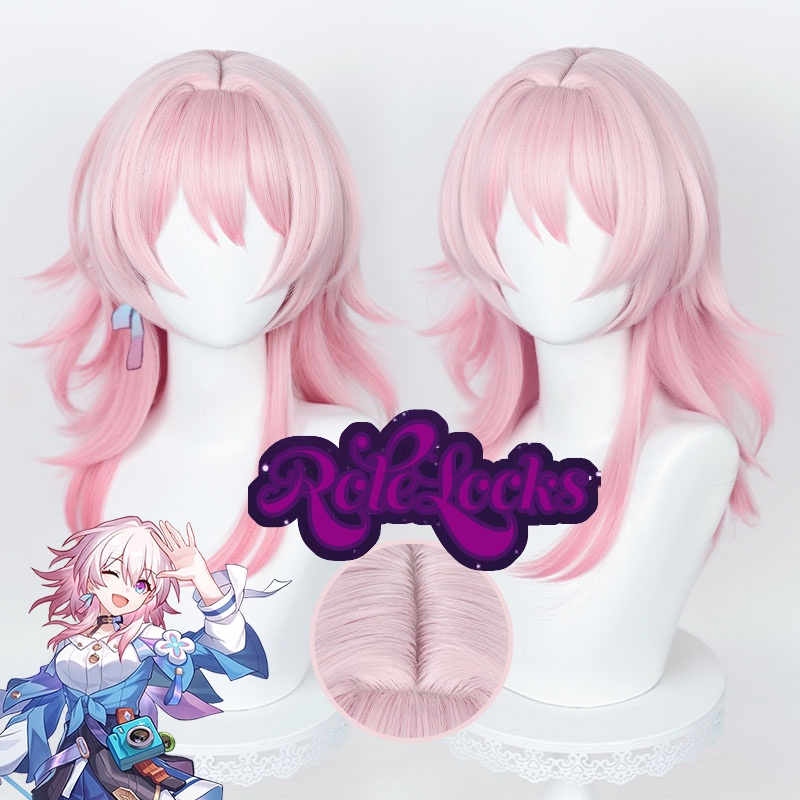 Honkai: Star Rail March 7th Cosplay Wig 50cm Long Pink Gradient Wigs ...