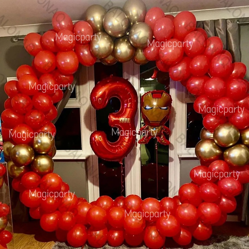 Superhero Balloons Standing Iron Man Red Latex Balloon 32Inch Red ...