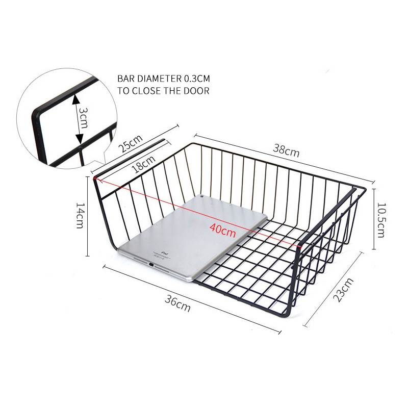 Under Shelf Table Storage Basket Desk Kitchen Cabinet Wire Hanging Rack ...