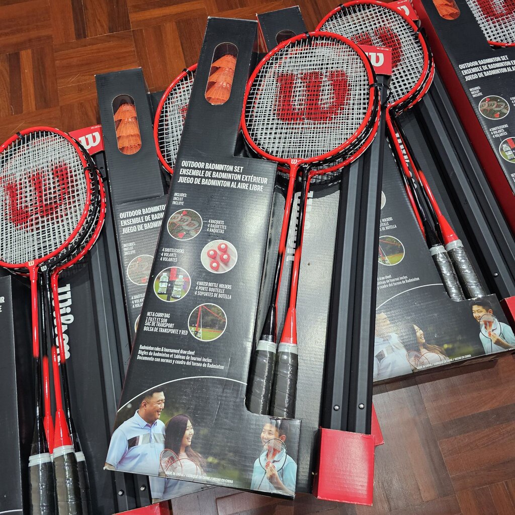 Wilson Badminton Racket Complete Set Of 4 With A 6 Meter Net Plus 4 ...