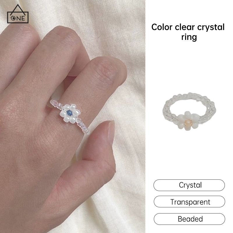 Clearance sale/Transparent Crystal Ring Niche Simple Jewelry Colorful ...