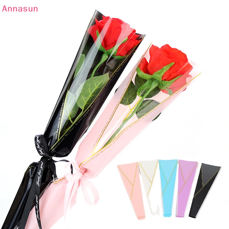 Annasun 10pcs or 50pcs Single Rose Sleeves Flower Wrapping Bag Bouquet ...