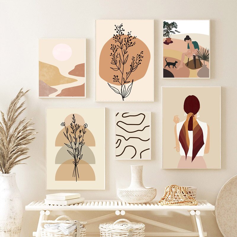 Nordic Style Line Canvas Painting Art Hanging Painting Living Room ...