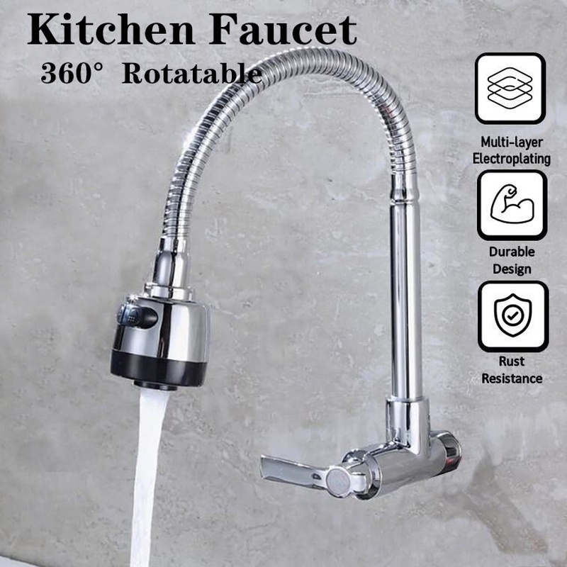 HH Universal Kitchen Faucets Sink Wall Mounted Stainless Steel Flexible ...