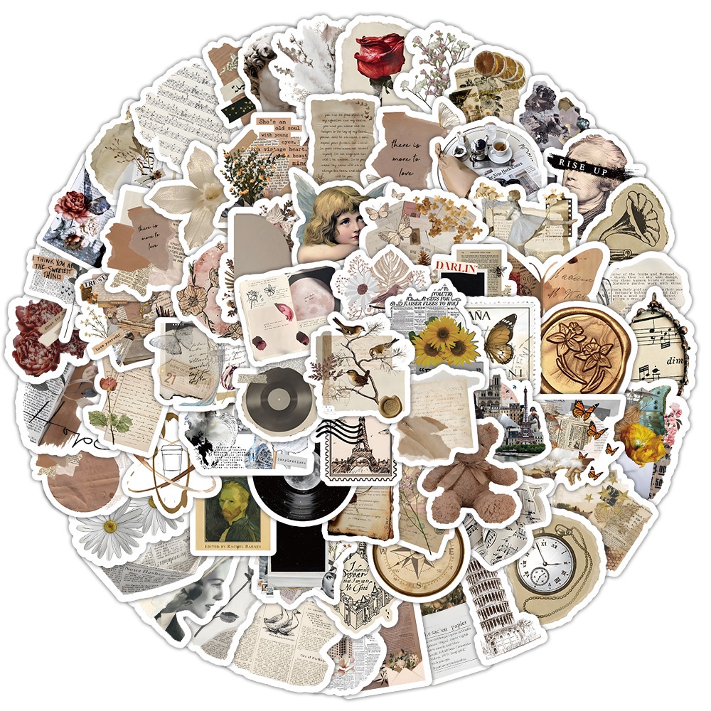 100PCS Vintage Artistic Retro Art Graffiti Stickers for Helmet Bicycle ...