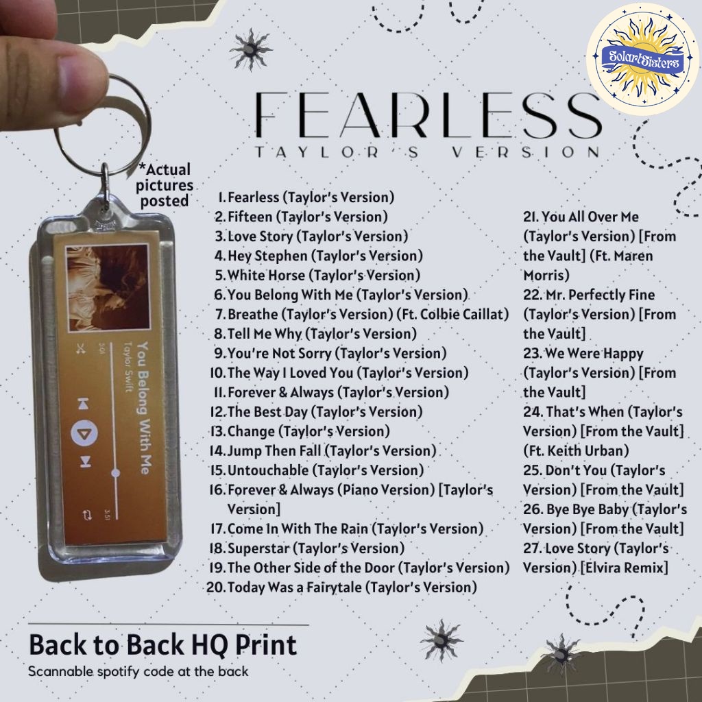 Taylor Swift (FEARLESS TV ERA) Spotify Songs Albums B2B Acrylic ...