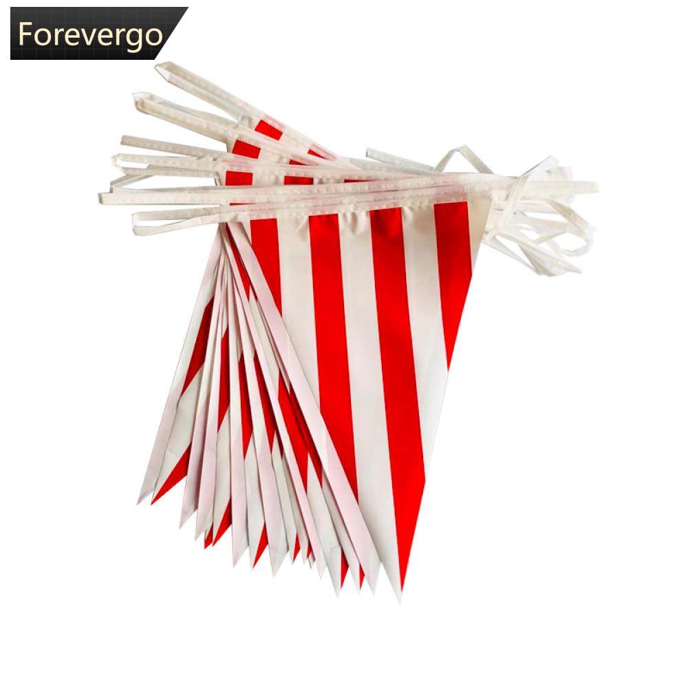 FOREVERGO 10/30M Carnival Theme Party Flag Decorations White Striped ...