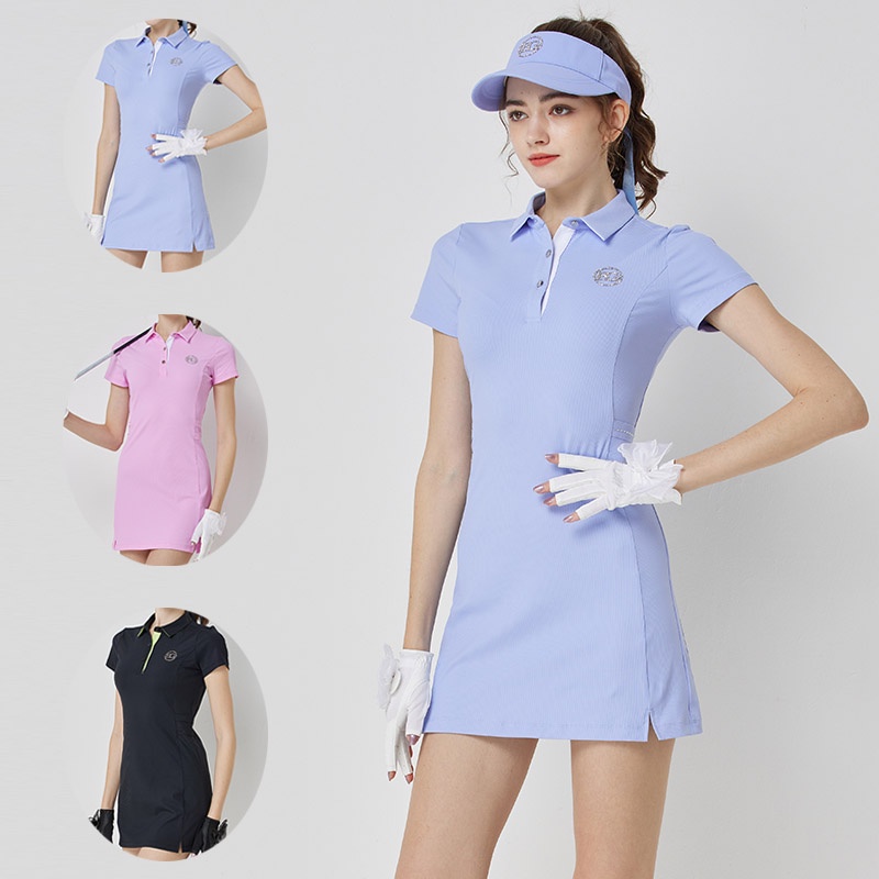 Blktee Ladies Slim Breathable Dresses with Inner Short Women Elastic ...