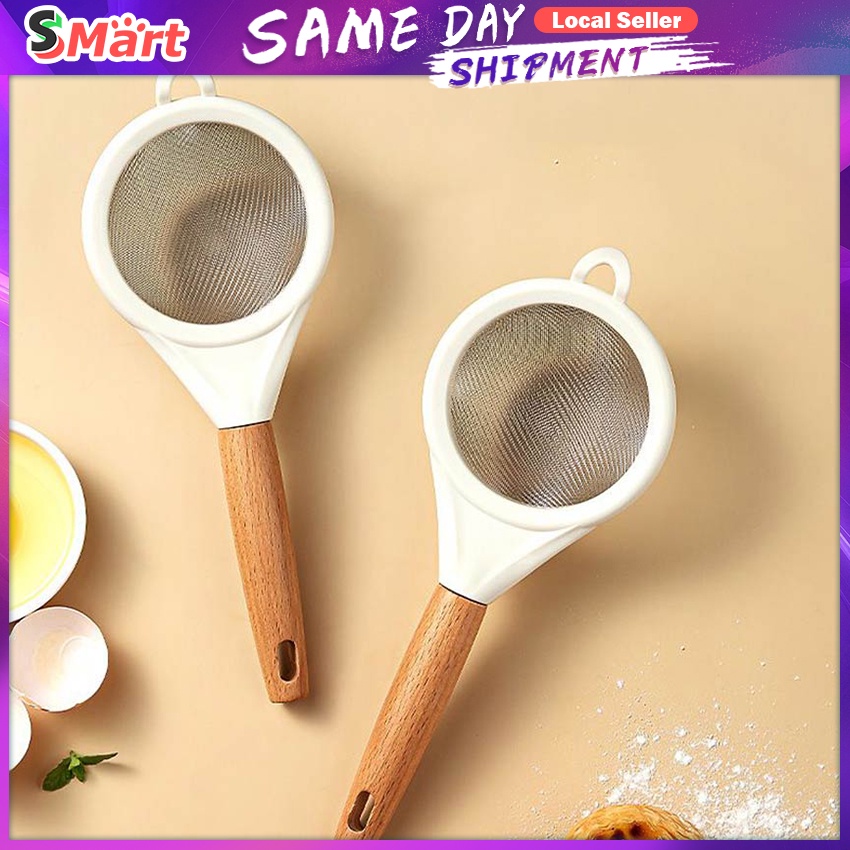 Flour Sifter Cocoa Matcha Powder Kitchen Fine Mesh Wooden Handle ...