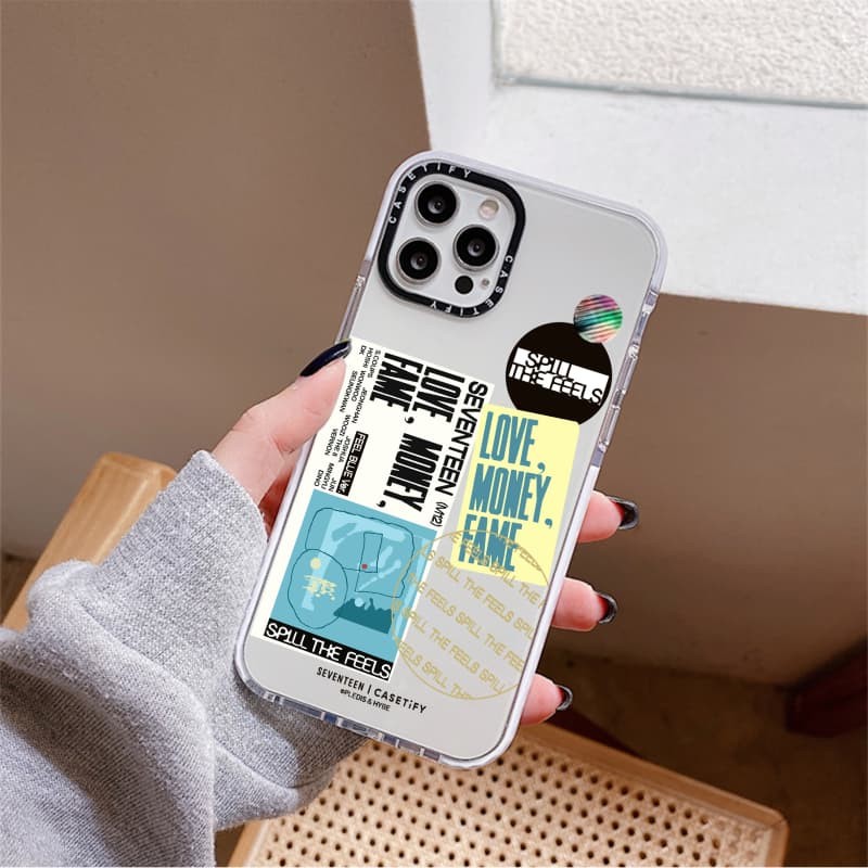 CASETiFY X SEVENTEEN SPILL THE FEEL Collage Case Black White Edge Clear ...