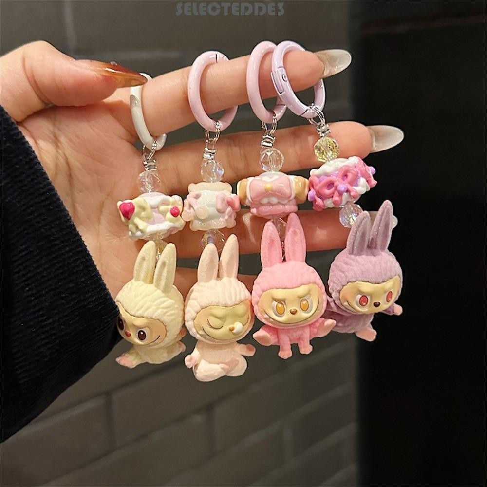 SELECTEDDE Lazy Yoga Labubu Doll, Silica Gel Pendant Flocking Labubu ...