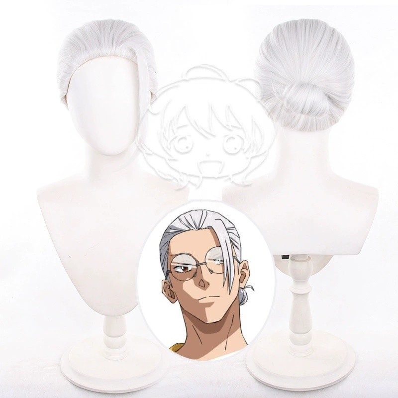 Silvery White Bun Hairstyle Hair Wig for SAKAMOTO DAYS Sakamoto Taro ...