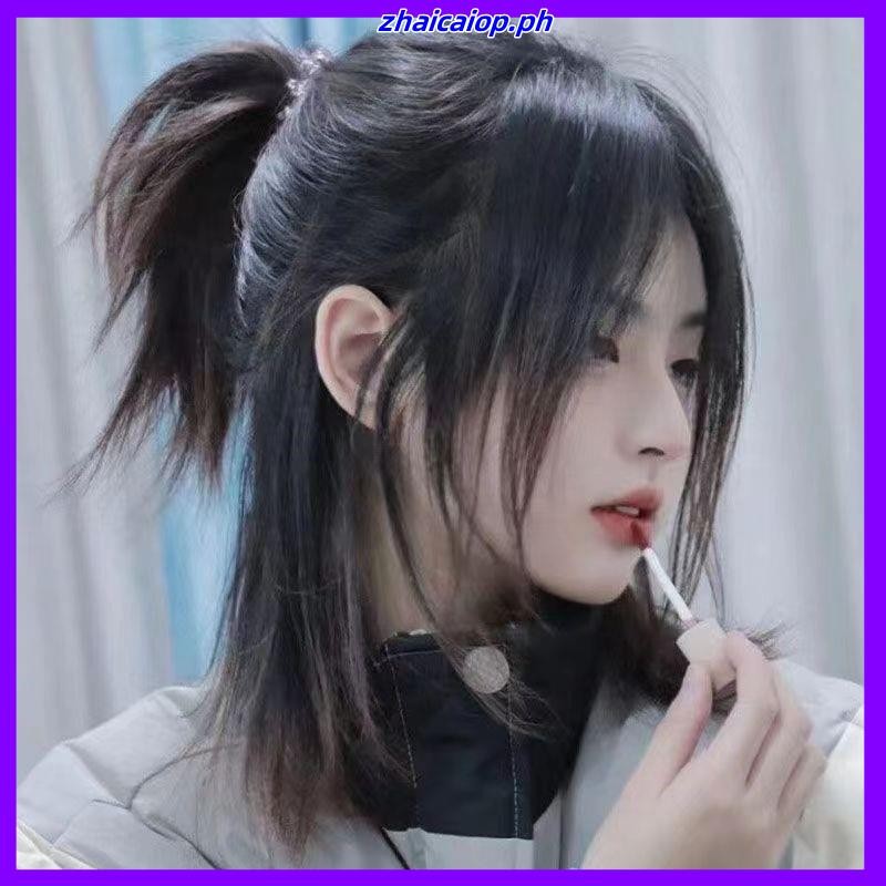 Wolf Tail Wig Men's Long Hair Samurai Mullet Head Octagonal Bang Short ...