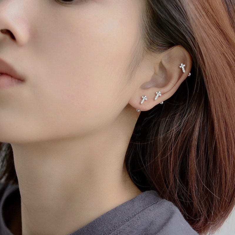 Cross Zircon Stud Earings for Women Hypoallergenic Hikaw for Woman ...