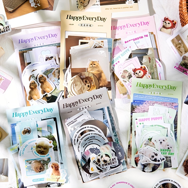 40 Sheets Creative Cartoon Cute Animal Art Paper Stickers for ...