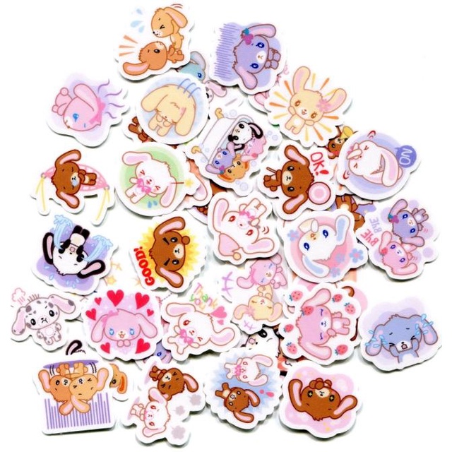 Kawaii Cute Sugarbunnies Stickers 40 Pieces Set Rabbit Bunny Cartoon ...