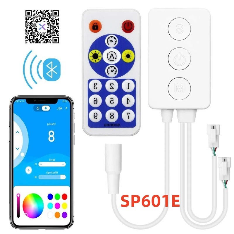C5V-24V SP601E WS2811 WS2812B Music Controller Built In Mic Dual Signal ...