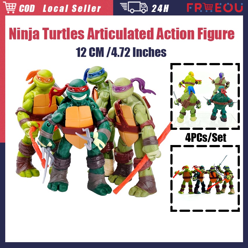 4PCs/Set 12CM PVC Ninja Turtles Articulated Action Figure Movable Model ...