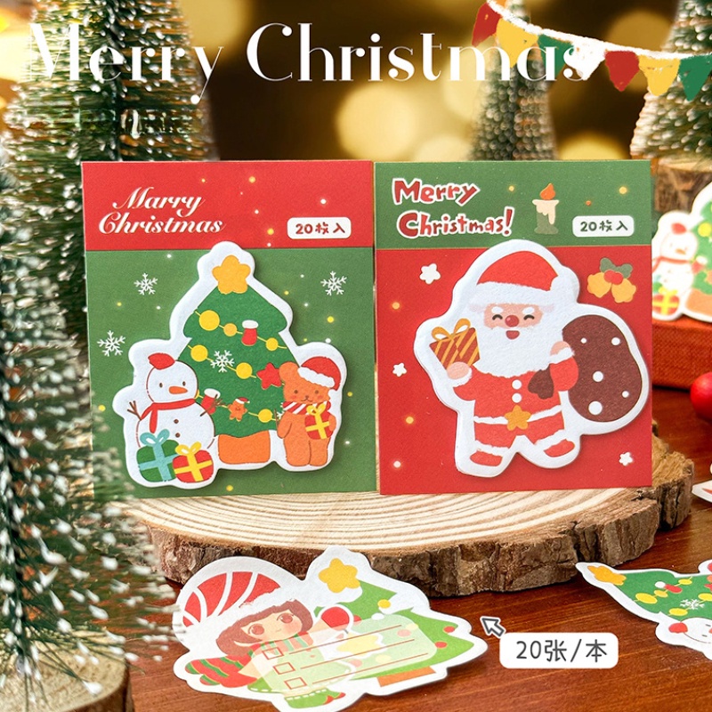 20 PCS Christmas Postit Stickers Cute Mini Santa Claus Tree Sticker ...