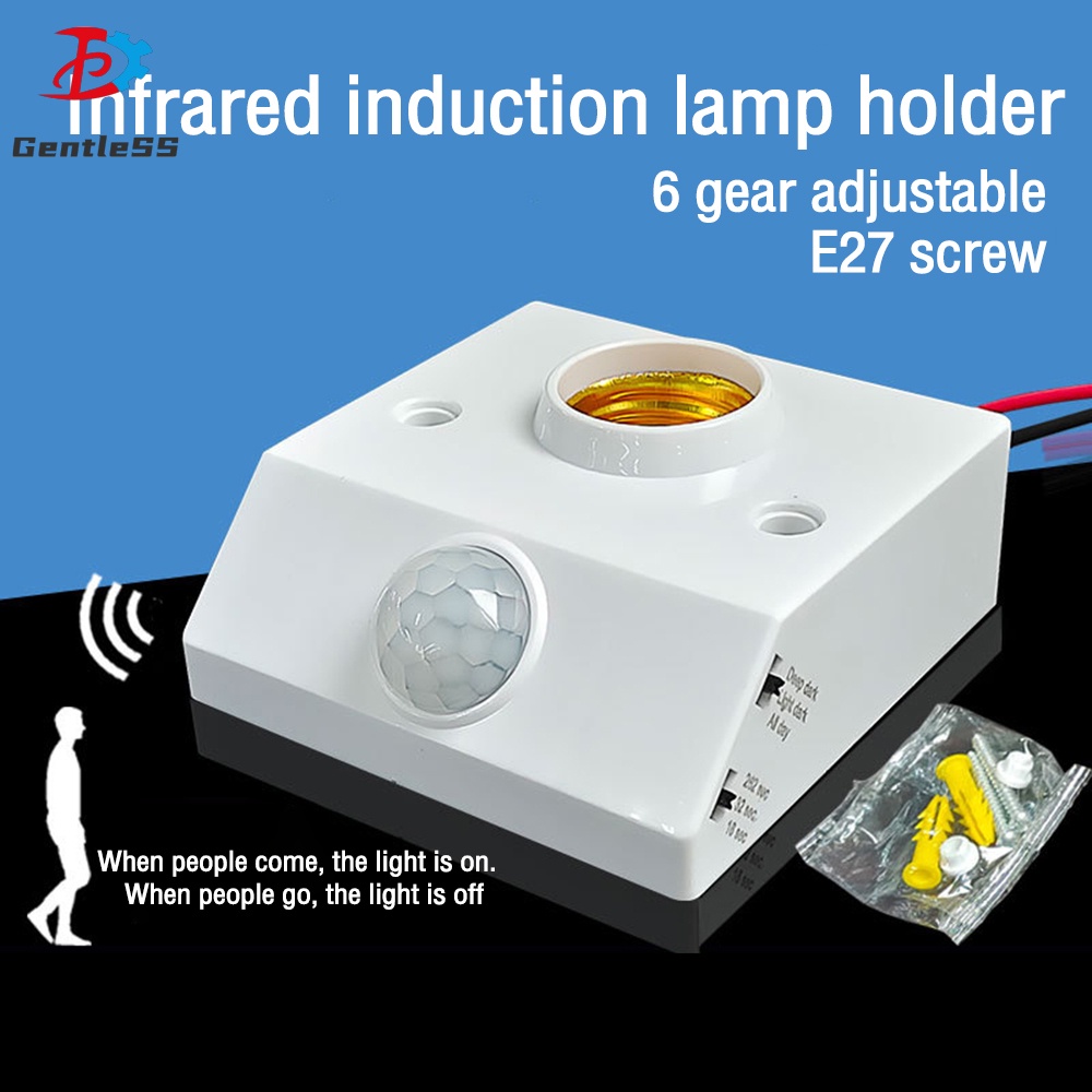 Motion Sensor Light Socket Adapter Holder with Infrared Sensor 110-240V ...