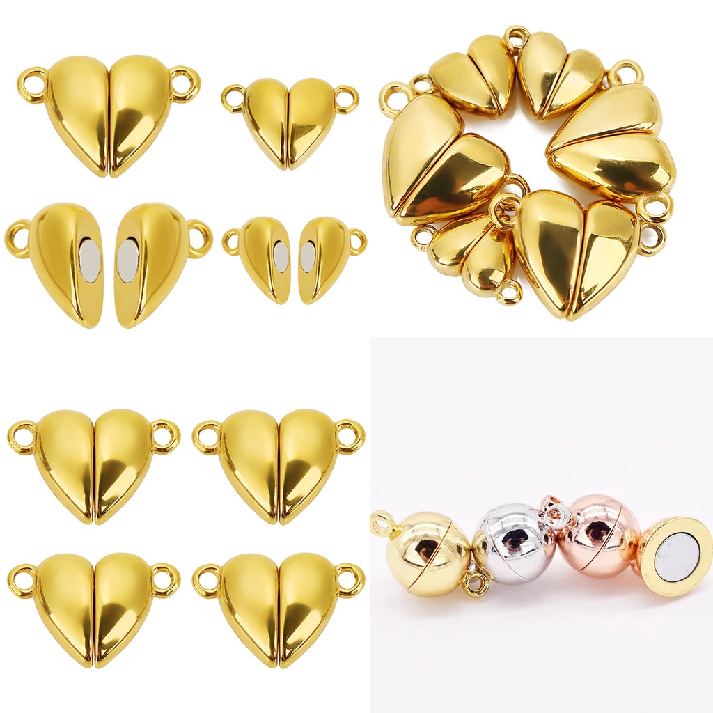 10Pcs Creative Magnet Love Heart Round Ball Connection Beads for ...