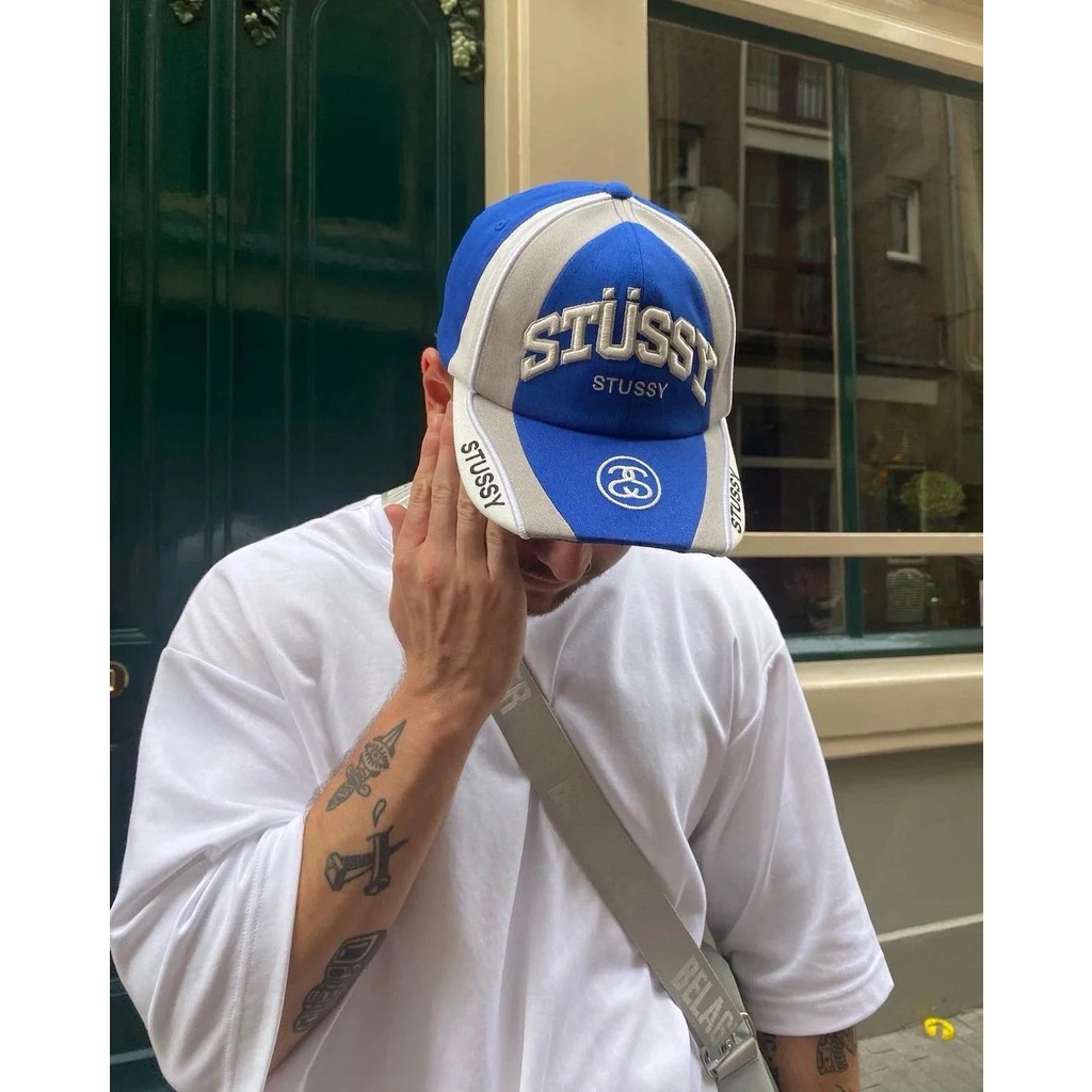Stu 23FW new hat embroidered LOGO design baseball cap splicing fabric hat curved hat racing hat ...