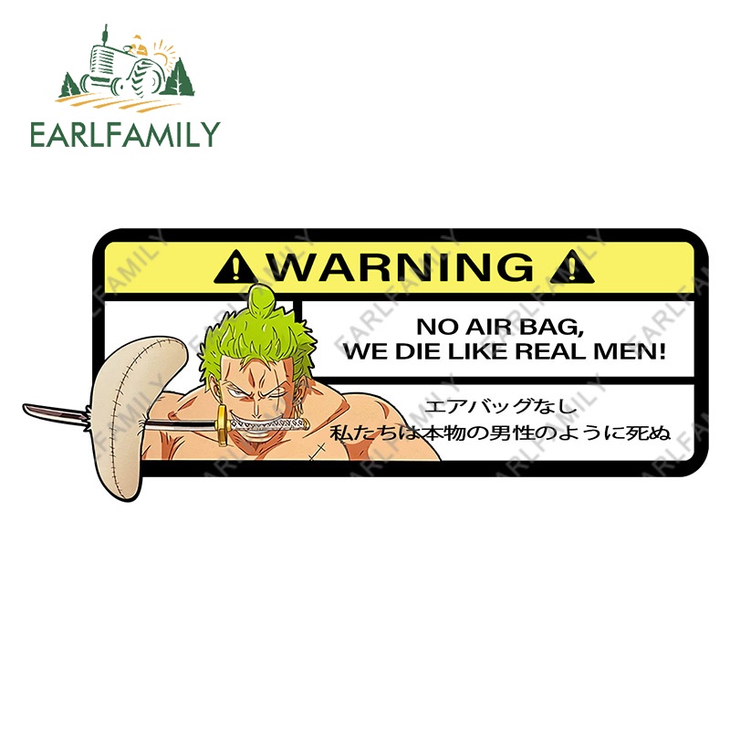 EARLFAMILY 15cm x 6cm Cartoon Roronoa Zoro Car Sticker AIRBAG WARNING ...