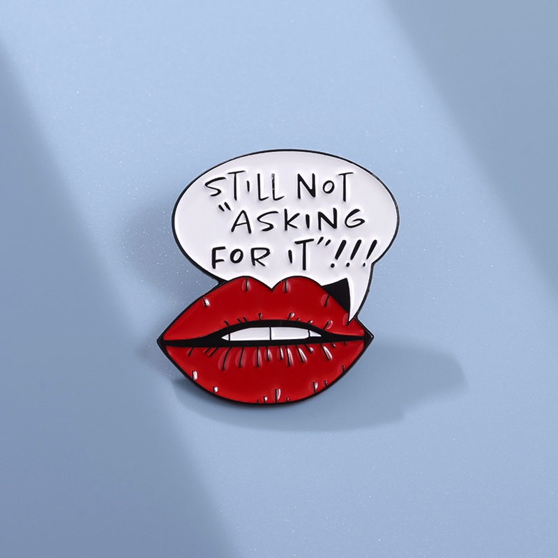 Cartoon Sexy Red Lips Enamel Pin Beauty Girl Lip Brooch Still Not ...