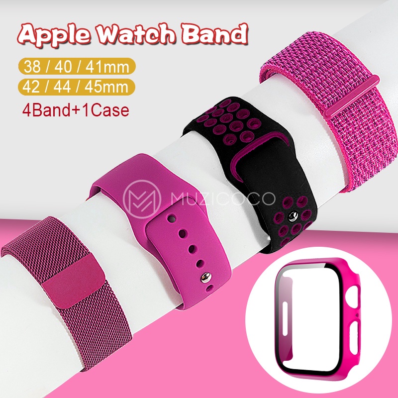 【5pcs】iwatch strap + Case For Iwatch Series 10 9 8 7 6 SE 5 4 3 2 Magnetic nylon silicone watch ...