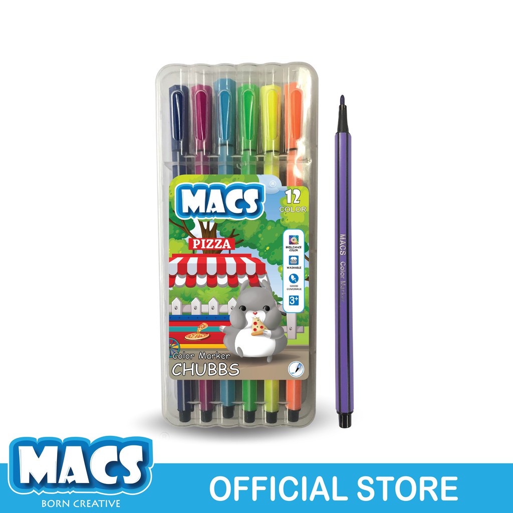 MACS Color Marker 12 Colors Thin Marker 12 Color Marker CHUBS | Shopee ...