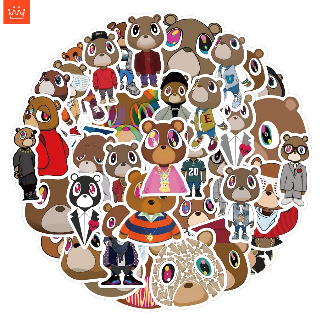 J· Kanye West Dropout Bear Stickers Set Cartoon Graffiti Waterproof ...
