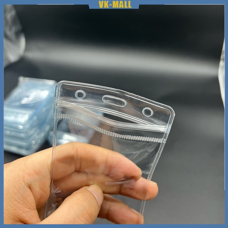 100PCS Waterproof Transparent Plastic ID Holder Vertical & Horizontal ...