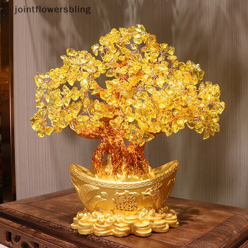 JOPH Lucky Money Tree Chinese Gold Ingot Crystal Fortune Tree Ornament ...
