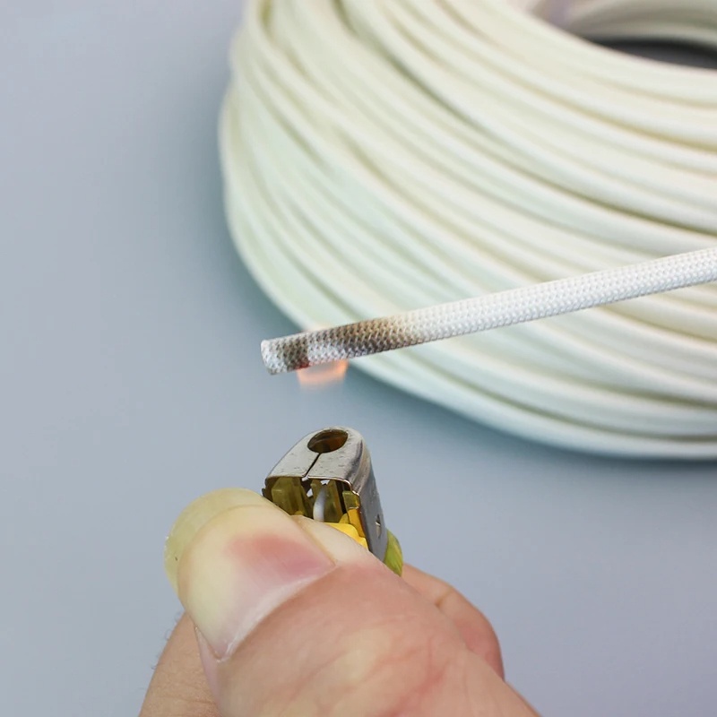 White Braided Soft Fiber Tubing Insulation Cable 600°C High Temperature ...