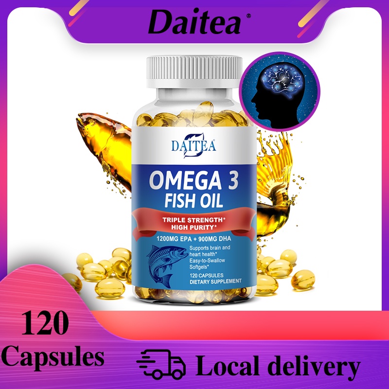 Daitea Omega 3 Fish Oil Capsules Rich in DHA EPA Anti-Aging Supports Skin, Eyes, Cardiovascular ...