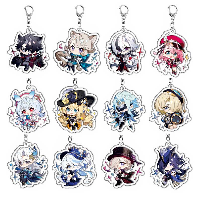 Game Genshin Impact Keychain Furina Neuvillette Lyney Clorinde Figure ...