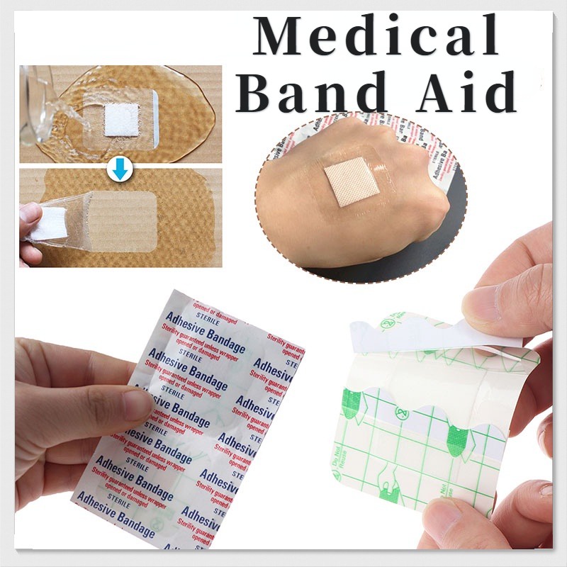 50pcs Medical Band Aid Sticker Square Adhesive Bandage Ultra-Thin First ...