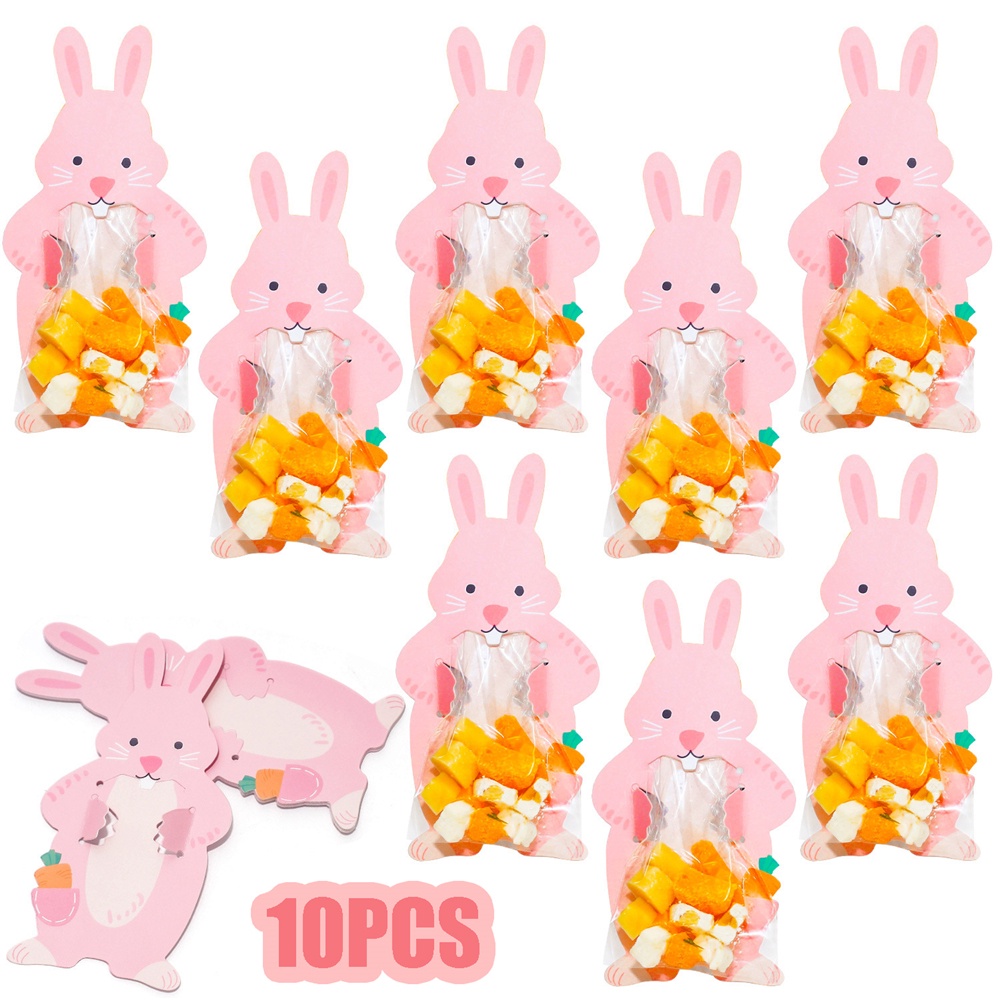 10Pcs Cartoon Easter Bunny Candy Boxes Lollipop Cards Packing Bags Cute ...