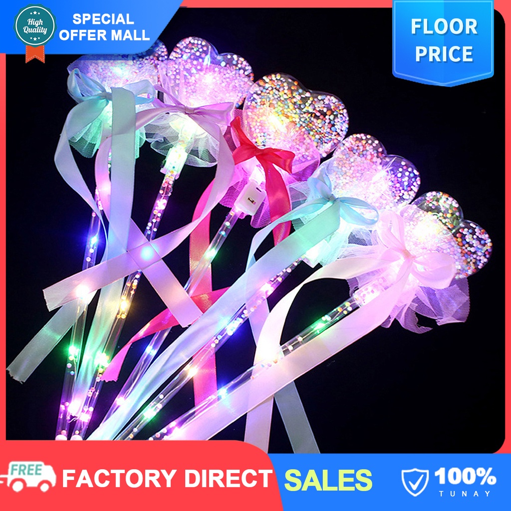 【Glowing】Crystal Magic Wand LED Light-up Sparkling with Ribbon Ball ...