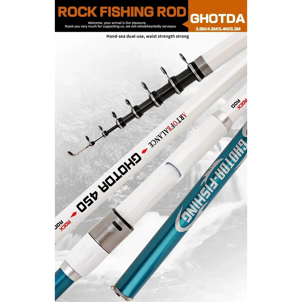 Portable Rotary Fishing 3.6M 4.5M5.4M 6.3M Fishing Rod Tough Carbon ...