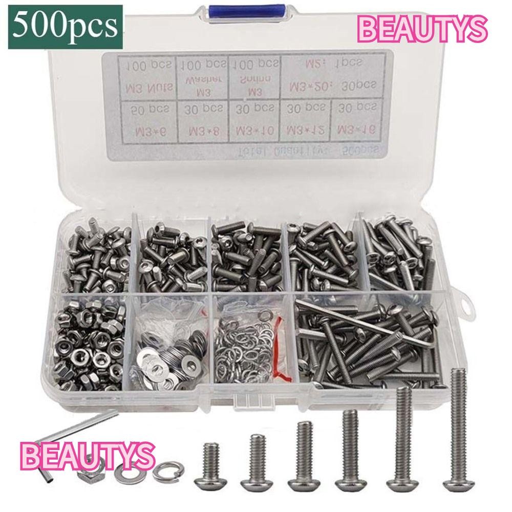 BS 500Pcs M3 Screws, 6/8/10/12/16/20mm 304 Stainless Steel Metric Screw ...