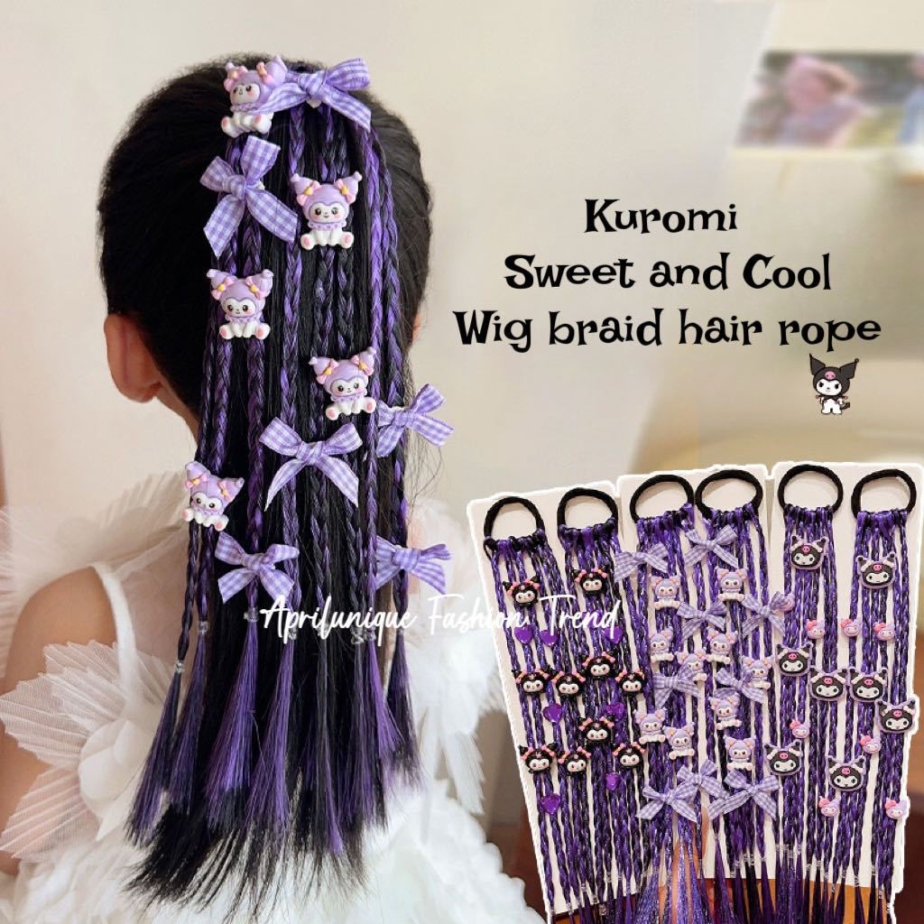 Someday Girls Lovely Sweet And Cool Kuromi Wig Braid Hair Ropes Elastic ...