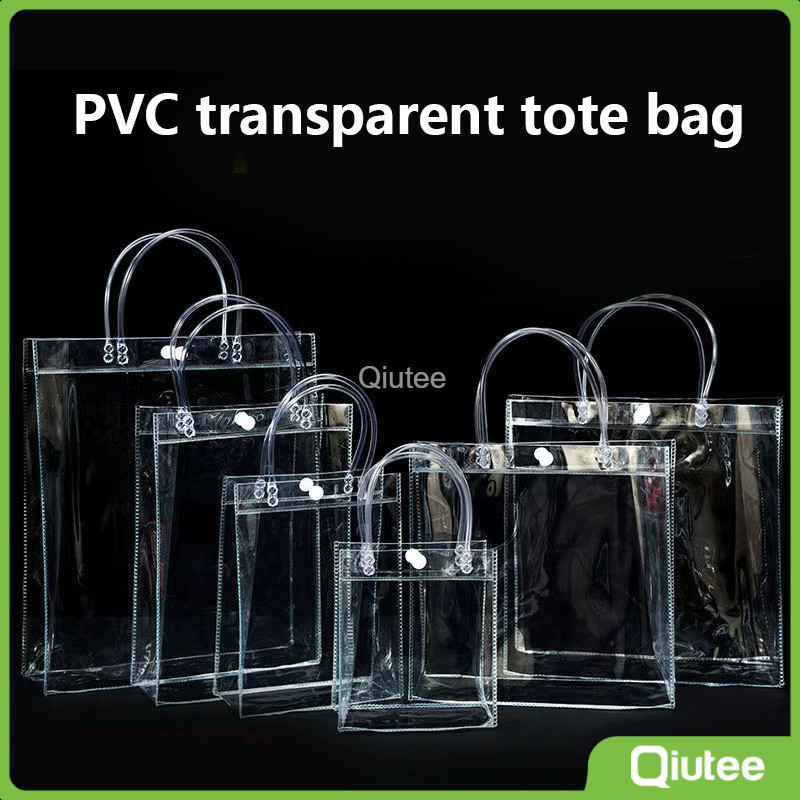 10PCS PVC Handle Bag With Handle Transparent Bag Gift Bag Clear Tote ...