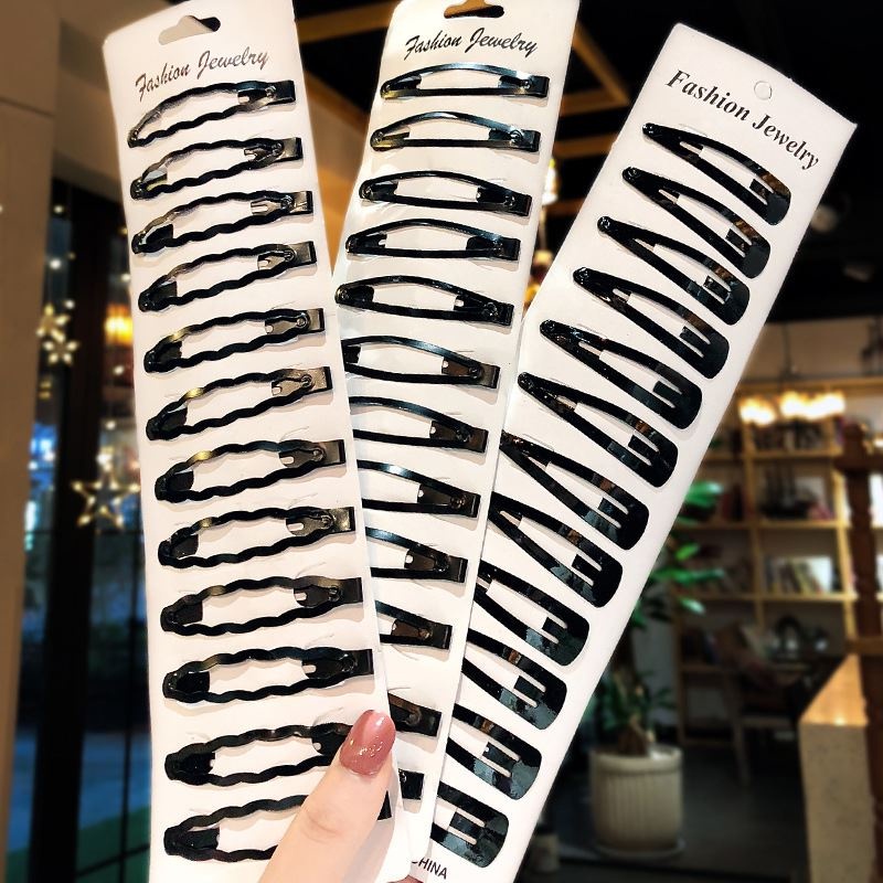 EN.PH 12PCS/SET Fashion Black Barrette Women's Suit Hairpin Black Hair ...