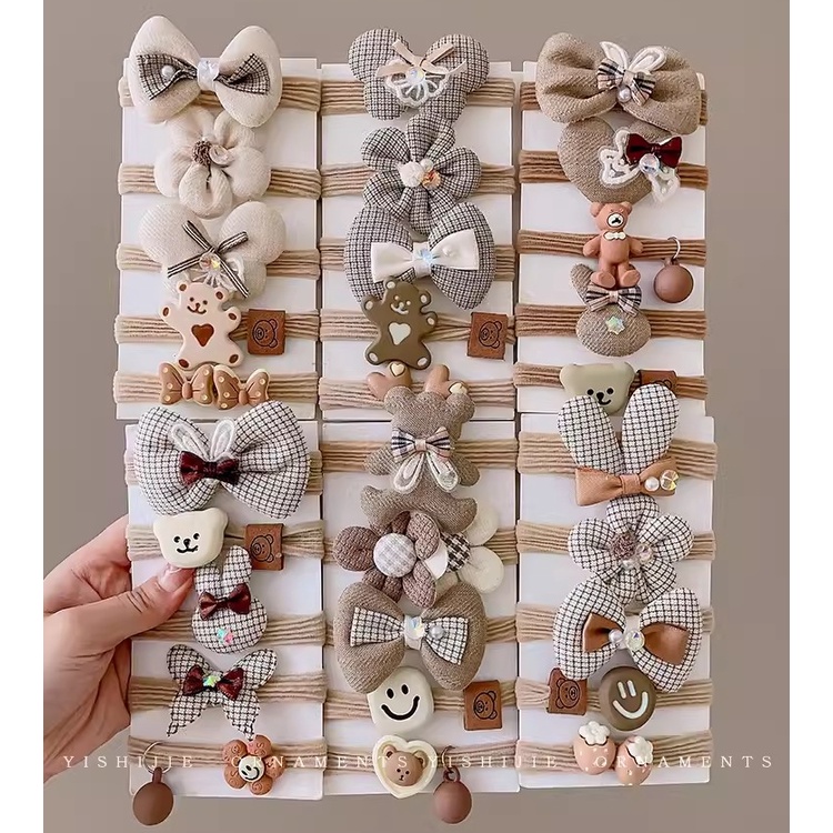 20 PCS Set Milk Coffee Color Children Scrunchie Girls Hair Tie Elastic ...