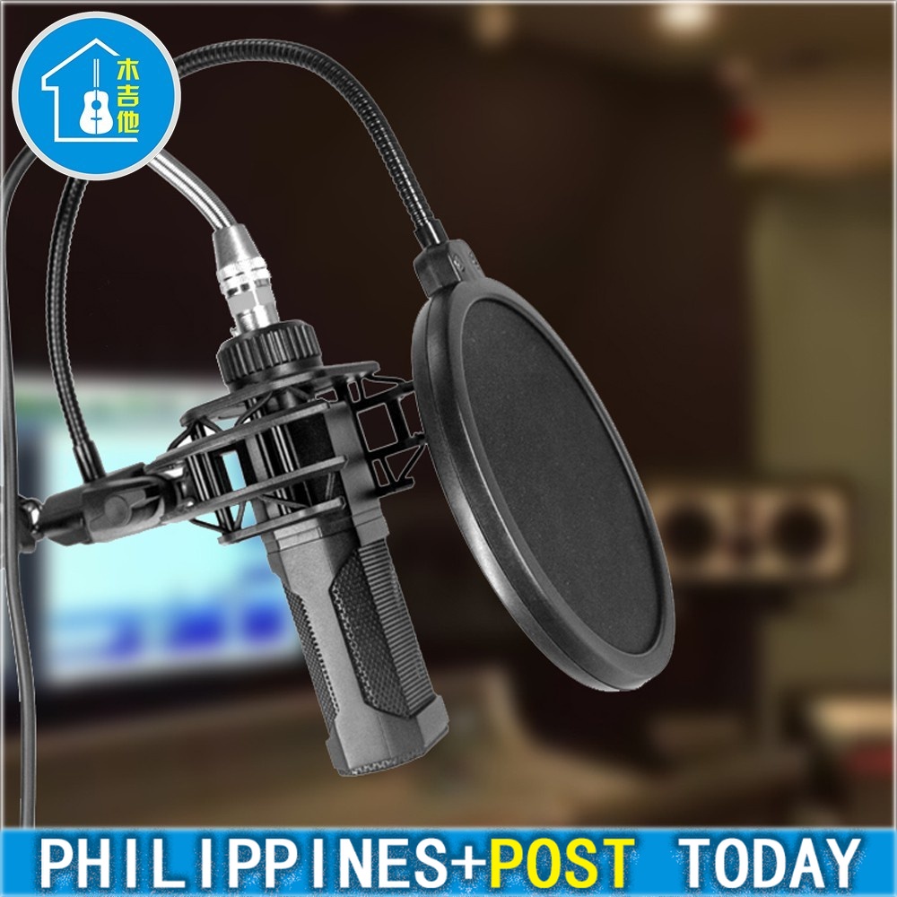 Microphone Pop Filter Dual Layer Mic Pop Shield with Clip Stabilizing ...