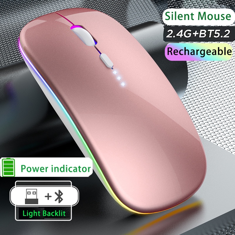 Multimode Silent Wireless Bluetooth Mouse For iPad/macbook laptop LED ...
