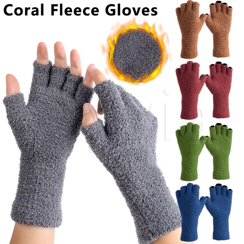 Keep Warm Antifreeze Office Student Writing Ribbed Knitted Furry ...