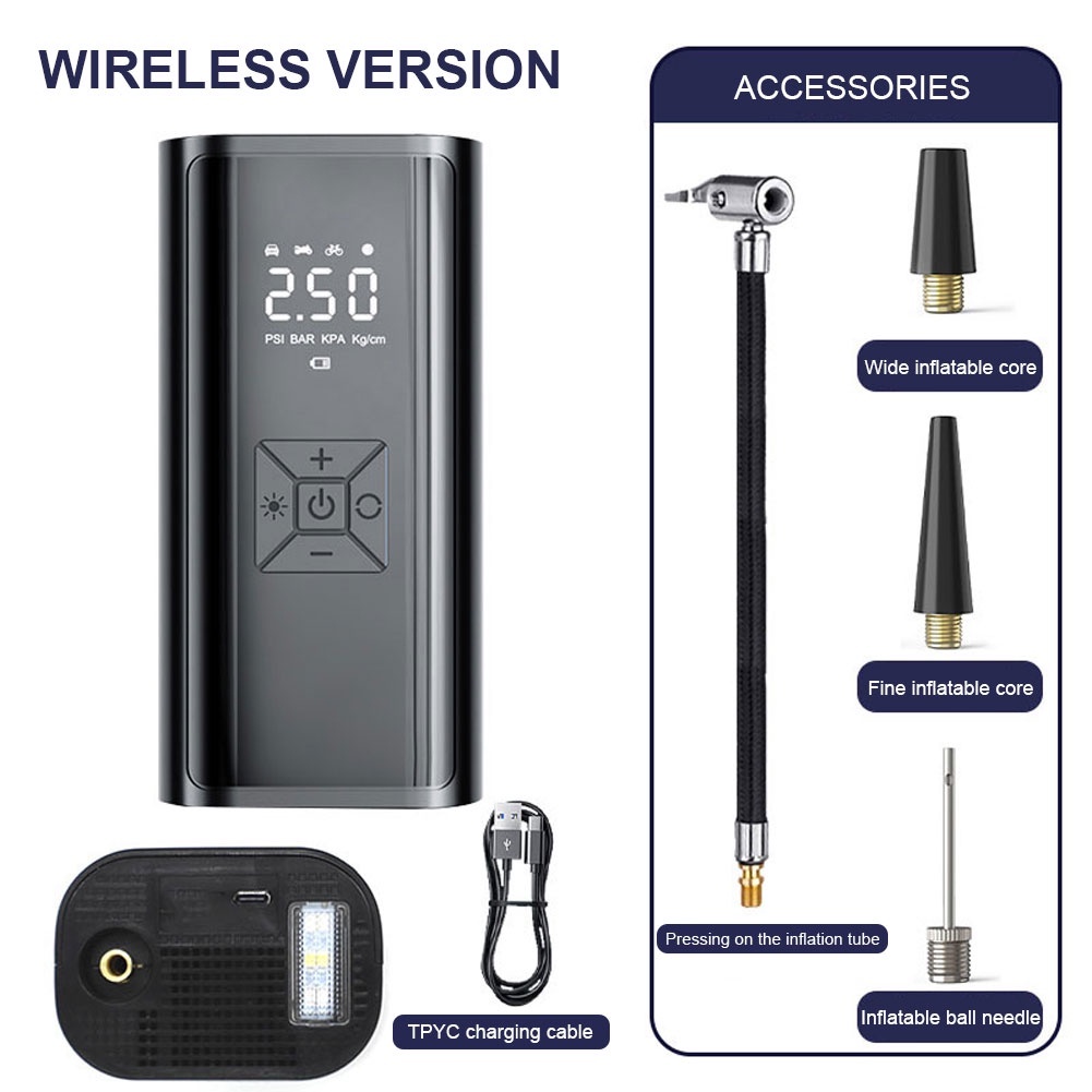 150PSI Portable Tire Inflator Rechargeable Air Pump Digital Wireless ...