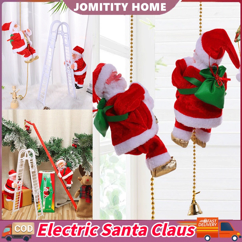 Christmas Decor Electric Santa Claus Climbing Beads Stairs Hanging ...